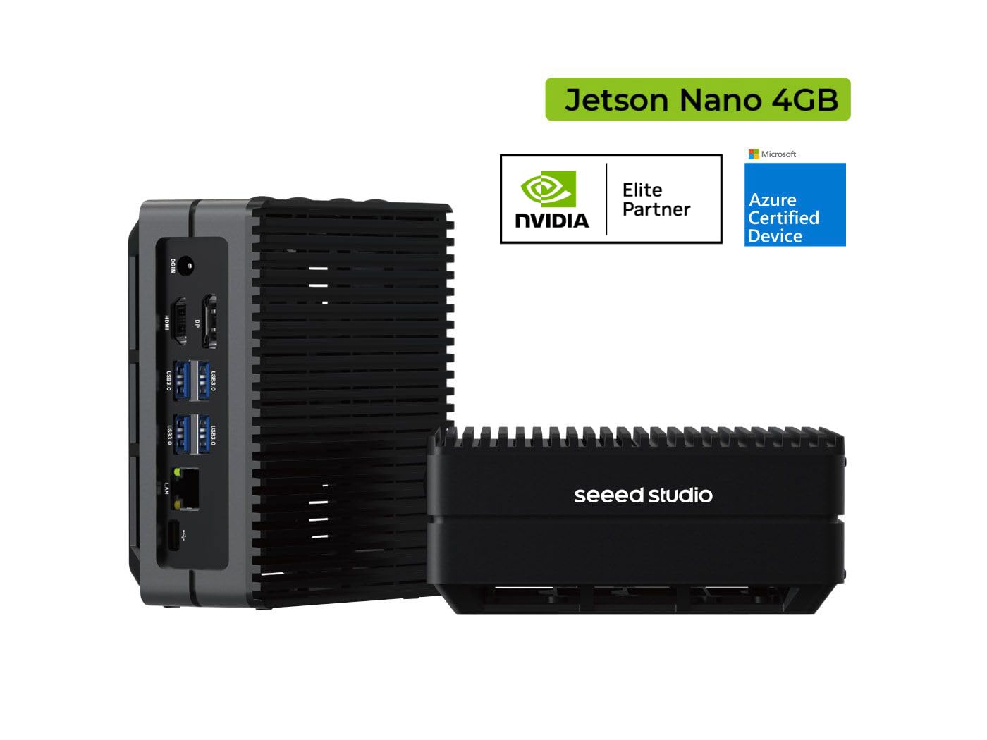 Seeed studio NVIDIA Jetson Nano Edge AI Device - reComputer J1010 Kit, Aluminium Case, Pre-Installed Jetpack System. Mini PC with 0.5 TFLOPs (FP16), Power Supply NOT Included