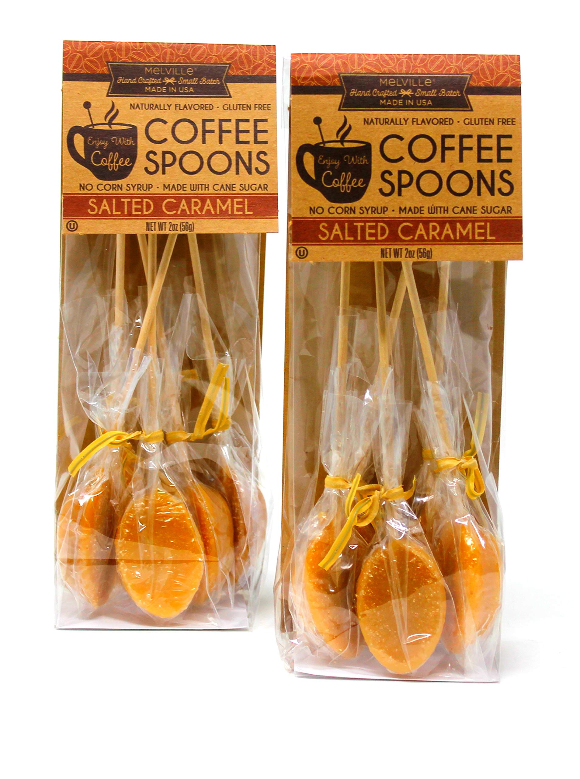 Melville Hand Crafted Naturally Flavored Salted Caramel Coffee Spoons 2 oz (56g) Made with Cane Sugar No Corn Syrup 2 Pack