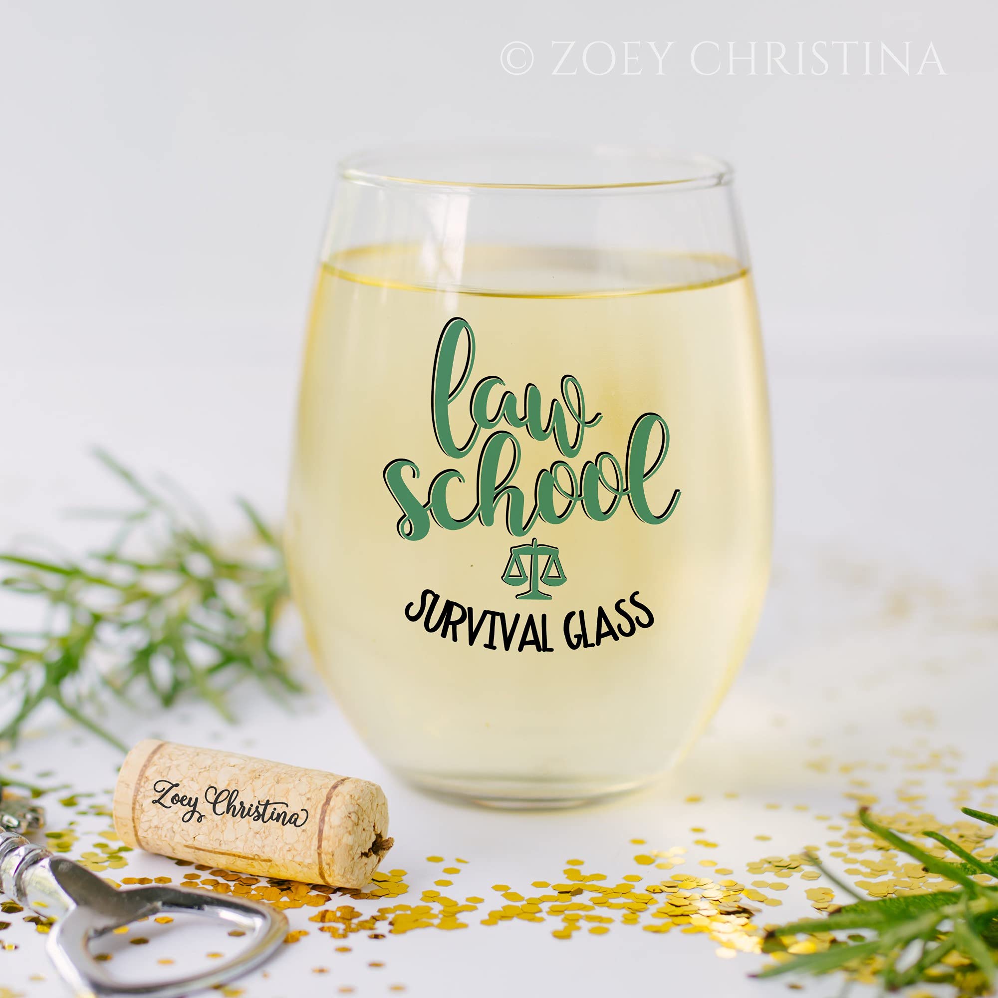 Law School Survival Glass Stemless Wine Glass Gifts for Students and Women 005