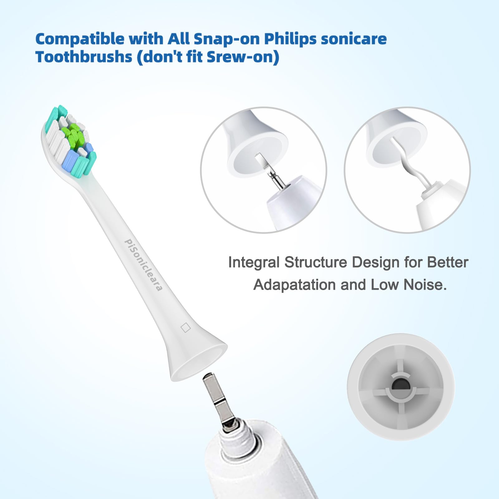 Pisonicleara Replacement Toothbrush Heads Compatible with Philips Sonicare(10 Pack), Brush Heads for Hx6920, 4100 2 Series, HX9023 Hx6240 Hx6610 Snap on Electric Tooth Brush Refill