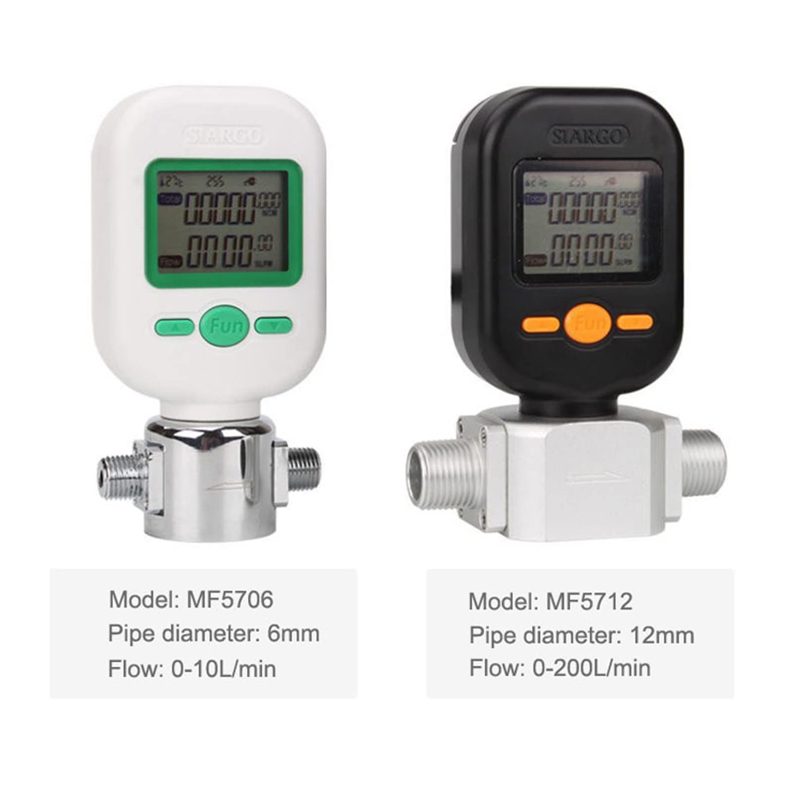 QYTEC Hose Timer MF5706 (0-10L/25L) Ultrasonic Gas Mass Flow Meter MF5712 (0-200L) Compressed Air Nitrogen Oxygen Digital Flowmeter Water Timer (Color : MF5706(0-25L), Size : One Size)