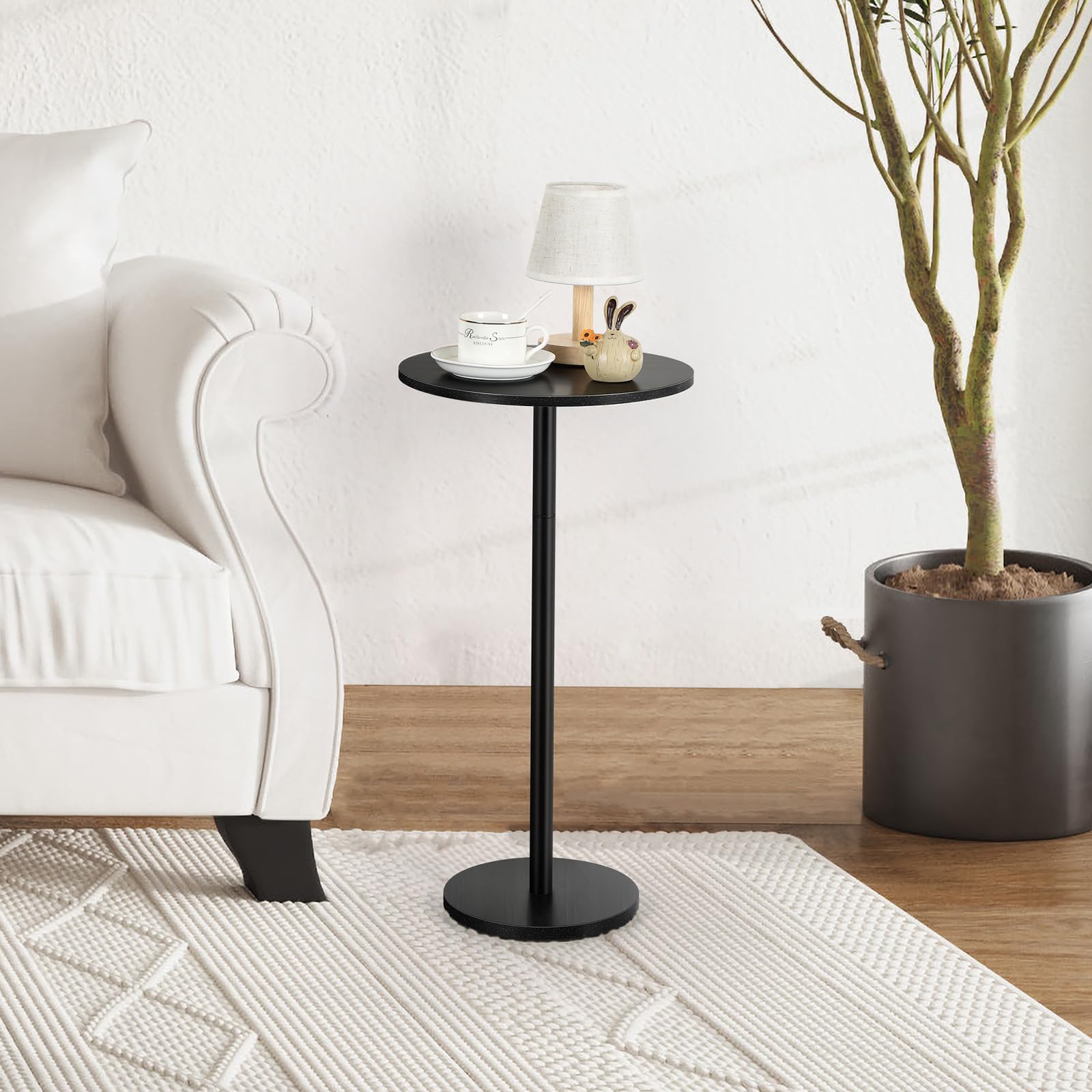 Vrisa Drink Table Small Side Table for Small Spaces Round Pedestal Table Accent End Table Modern Martini Coffee Cocktail Table for Living Room, Bedroom, Sofa Couch Chair, Patio, White