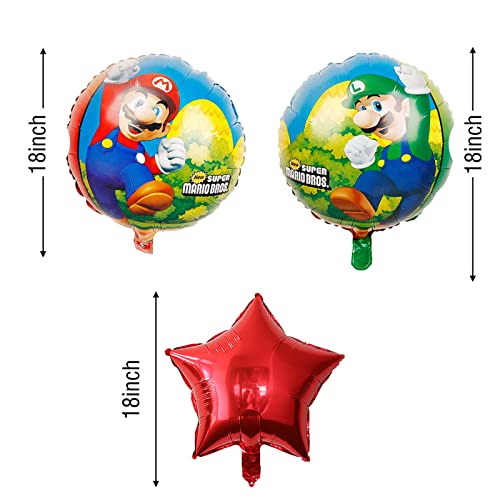 Mario Brothers Foil Balloons Mario Birthday Party Supplies 5th Mario Party Decorations for Kids Birthday (Mario 5th Birthday)