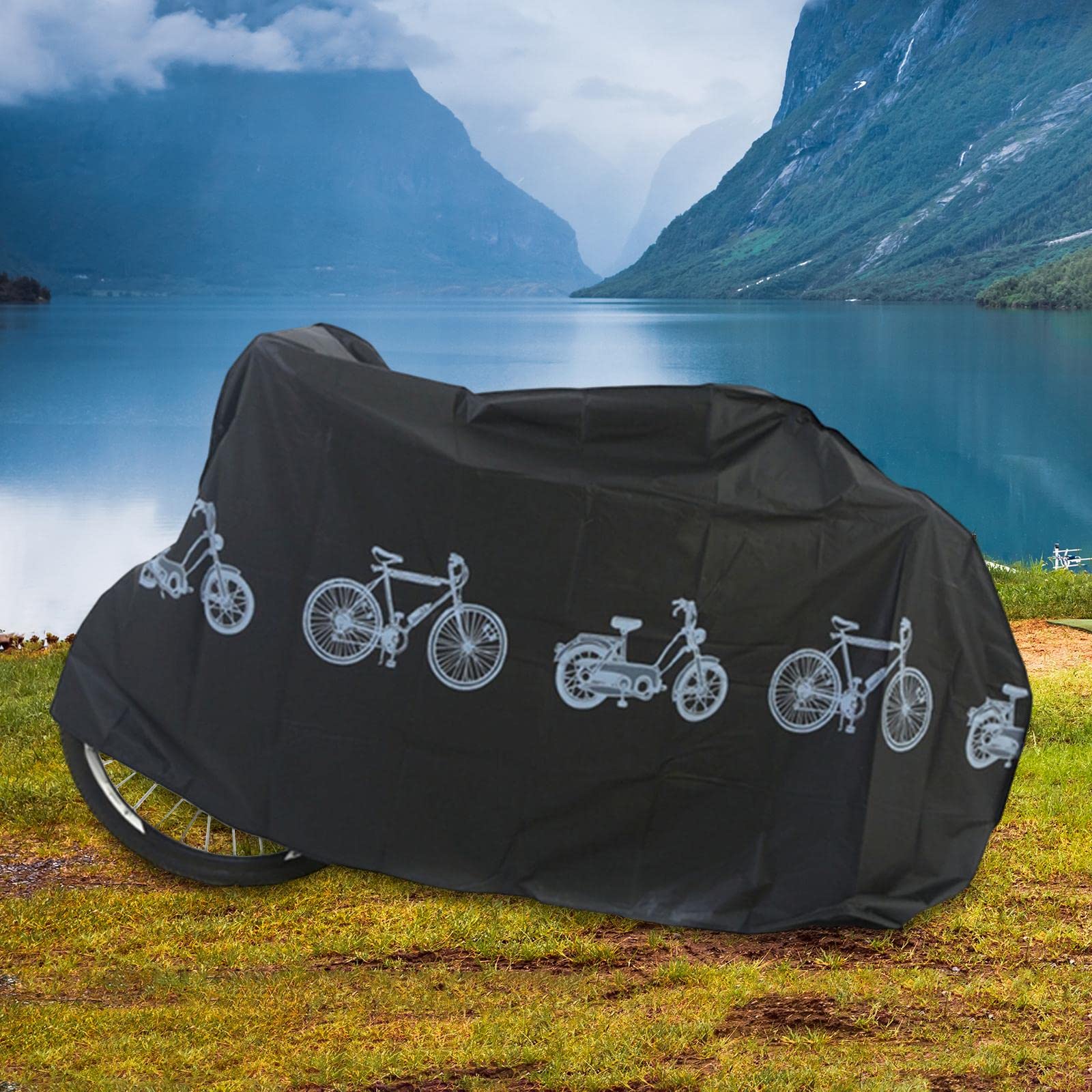 Mountain Road Bike Cover Waterproof Windproof Raincoat for Motorcycle , Black