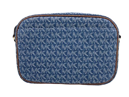 Michael Kors Jet Set East West Denim Signature Zip Chain Crossbody Bag Women's Purse