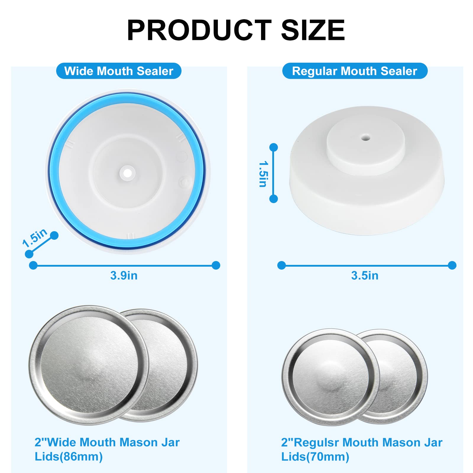 LIIGEMI Mason Jar Vacuum Sealer,Vacuum Sealing Kit for Wide-Mouth and Regular-Mouth Mason Jar,with Manual Vacuum Pump and Lid Opener
