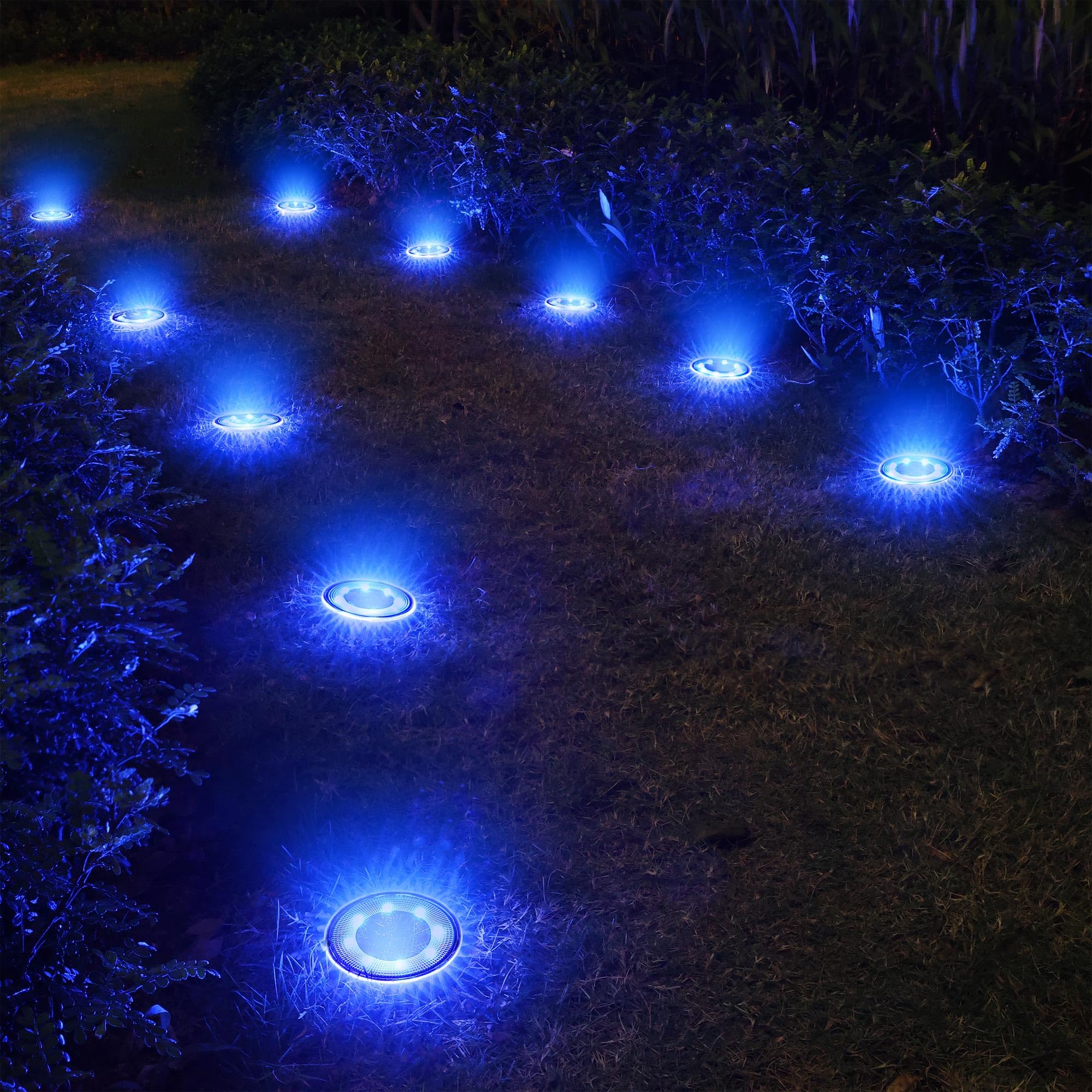 Joomer Solar Ground Lights, 12 Pack 8 LED Waterproof In-Ground Outdoor Landscape Pathway Lighting Sensor Disk Lights for Garden, Patio, Walkway, Lawn, Driveway, Yard(White)