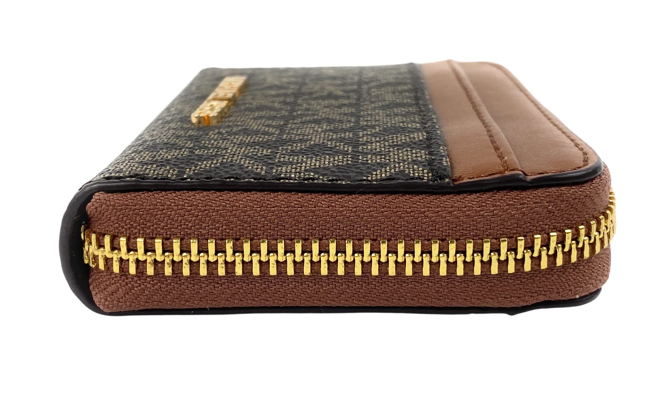Michael Kors Medium Zip Around Card Case (Brown/Gold)