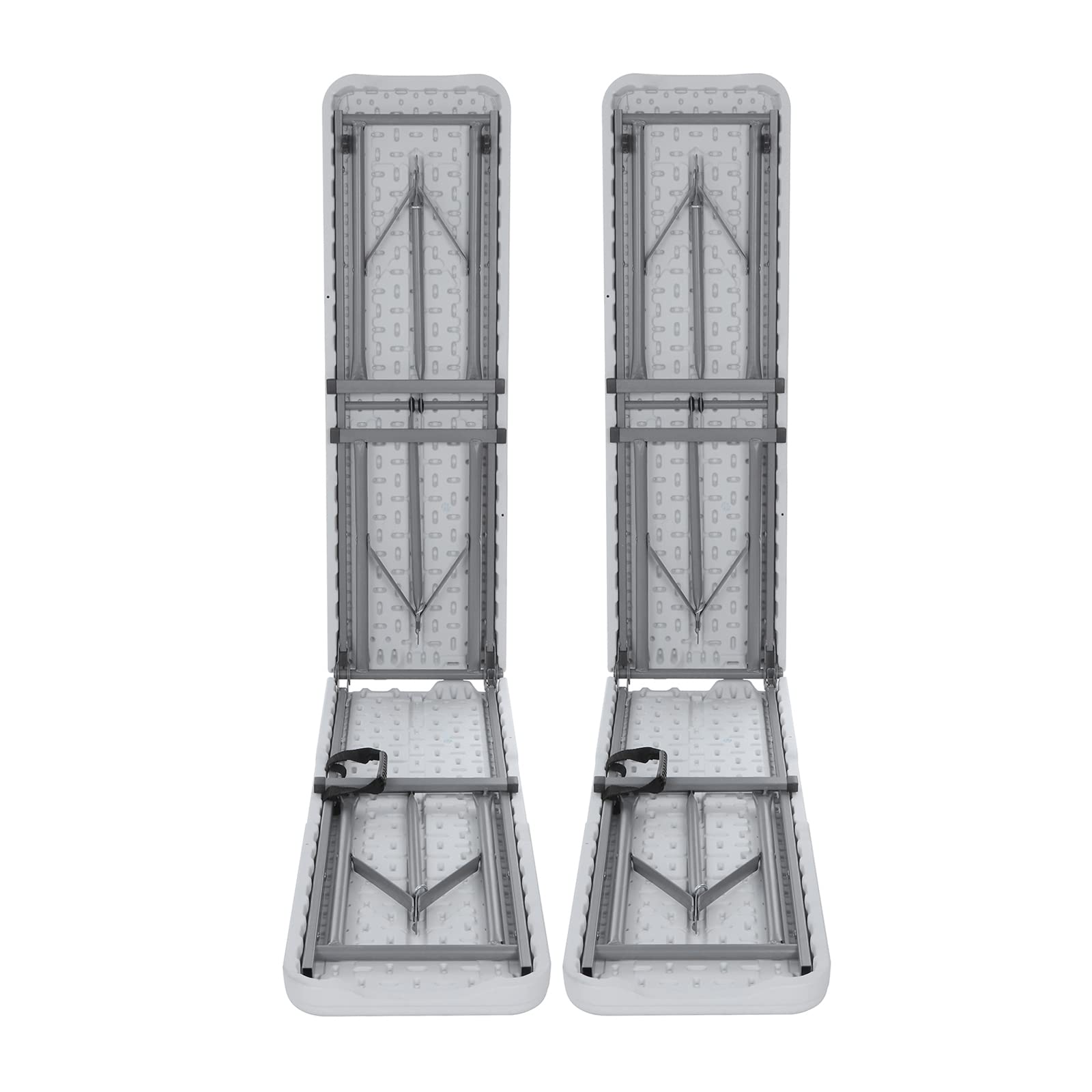 Lakhow 6-Foot Folding Bench White Plastic Folding Training Table, Stackable Indoor and Outdoor Folding Stool, Used for Wedding Backyard Activities, Conference Room Festivals (2-Pack)