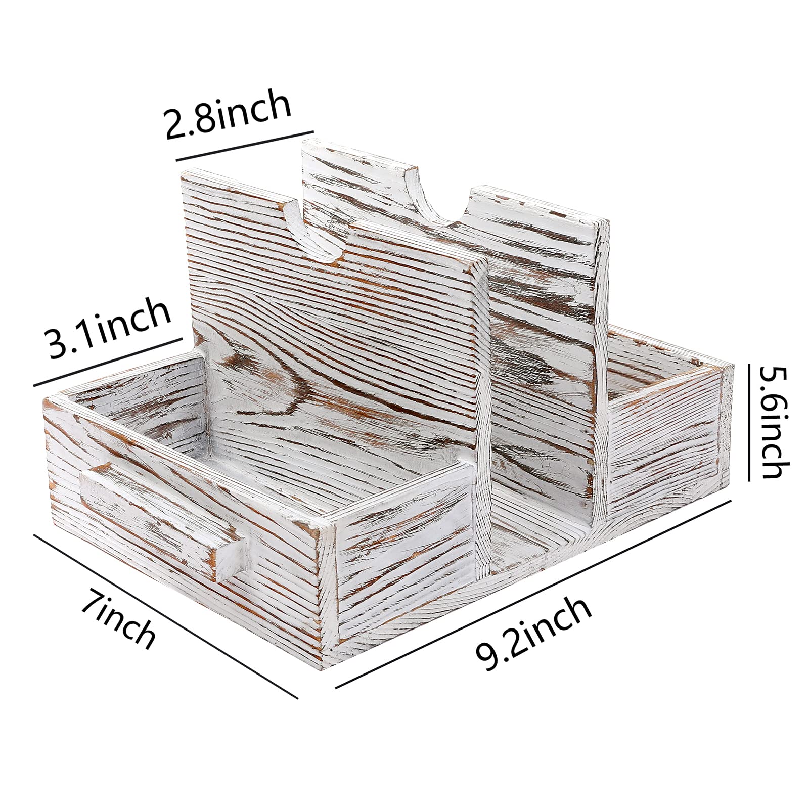 Napkin Holder, Tissue Holder, Napkin Holder For Table,Can Hold Seasoning Bottles, Rustic Style, Suitable For Kitchens, Dining Tables, Parties, Weddings, White