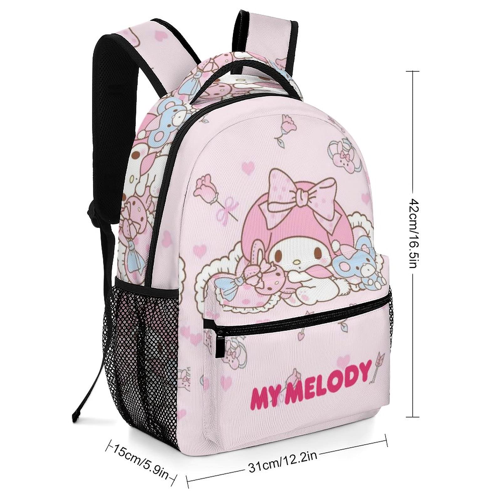 Ladycute M-y Mel-ody backpack book bag withe side pokect large suitable for men women hiking camping picnic