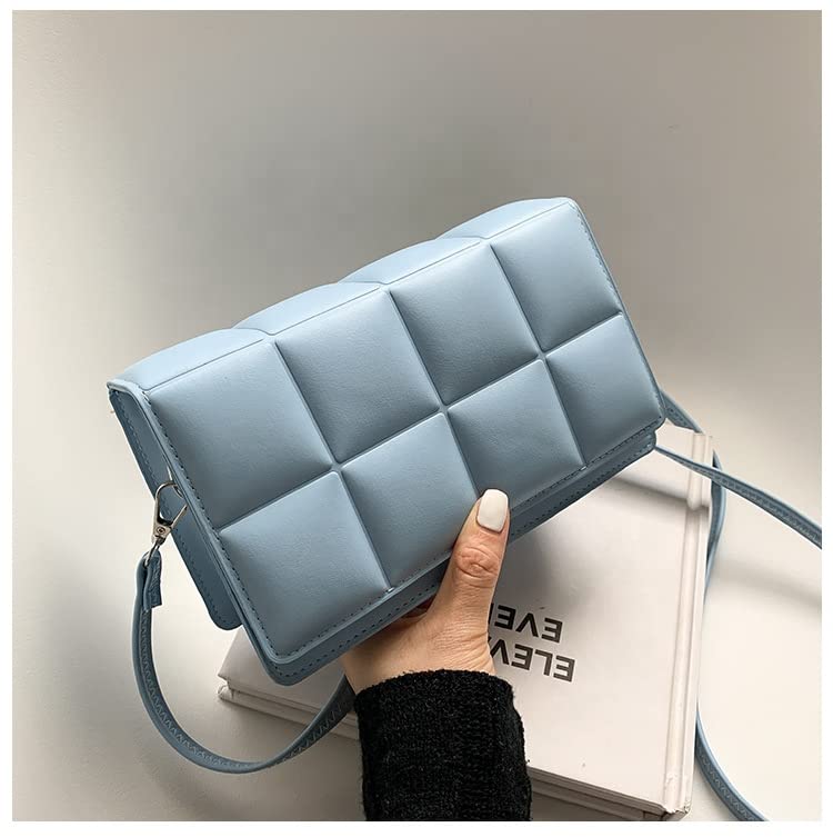 Olibrice Crossbody Bag for Women, Korean-inspired Colorful Cuboid Design, Synthetic Leather, Matching Adjustable Strap, (Blue)