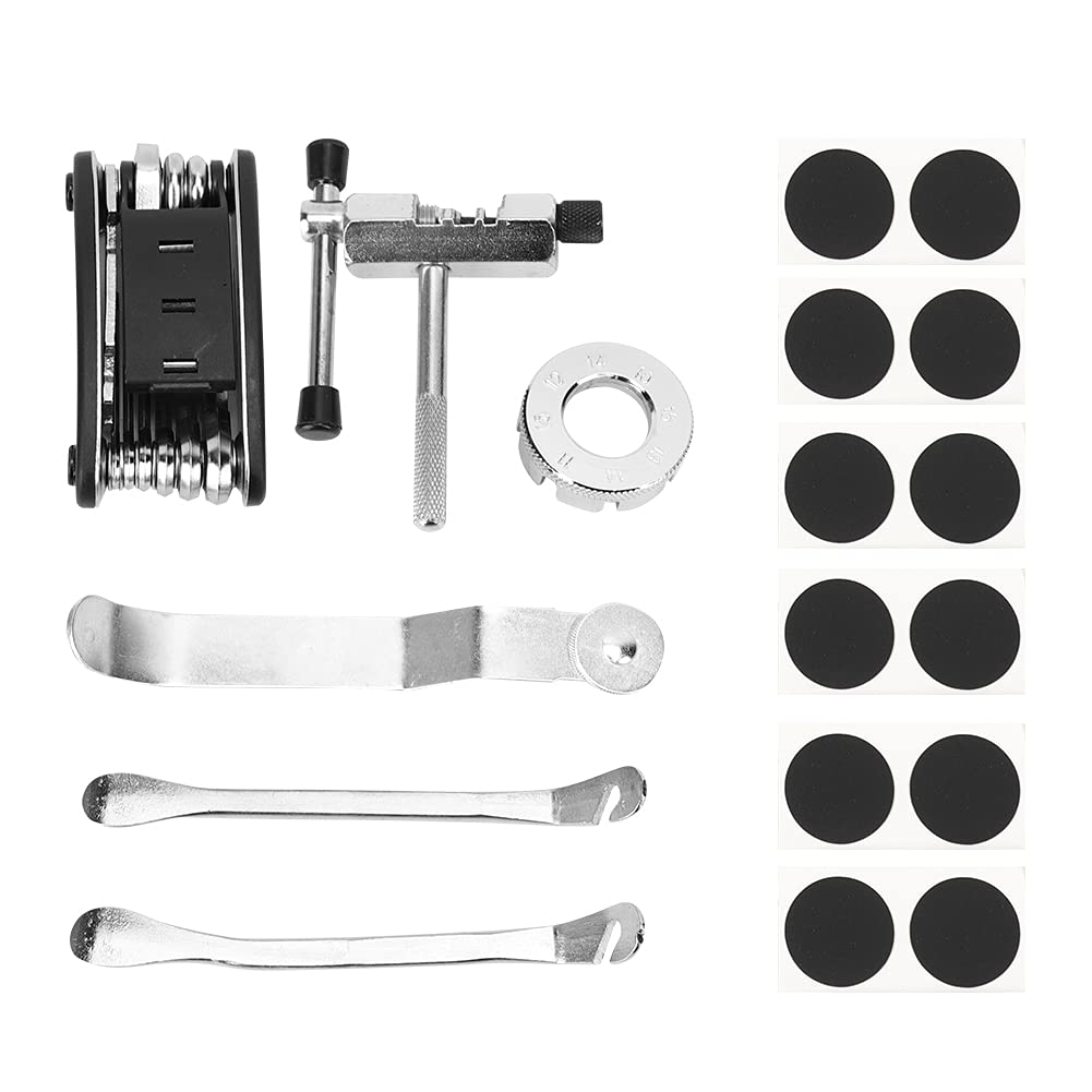 Outdoor accessories Mountain Bike Repair Multi Tools Kit Cycling Chain Cutter Tire Lever Spoke Wrench Repairing Set(黑色)