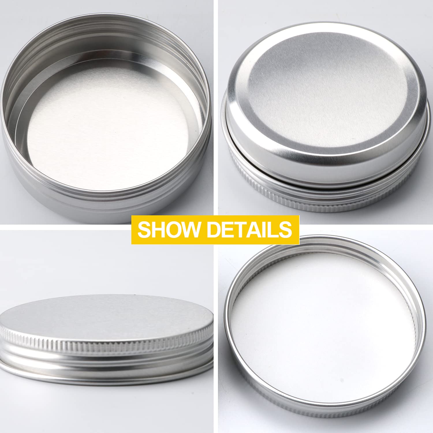 LZHAMZ 42 Pack 2 Oz Metal Round Tins Aluminum Tin Cans Containers with Screw Lid for Salve, Spices or Candies