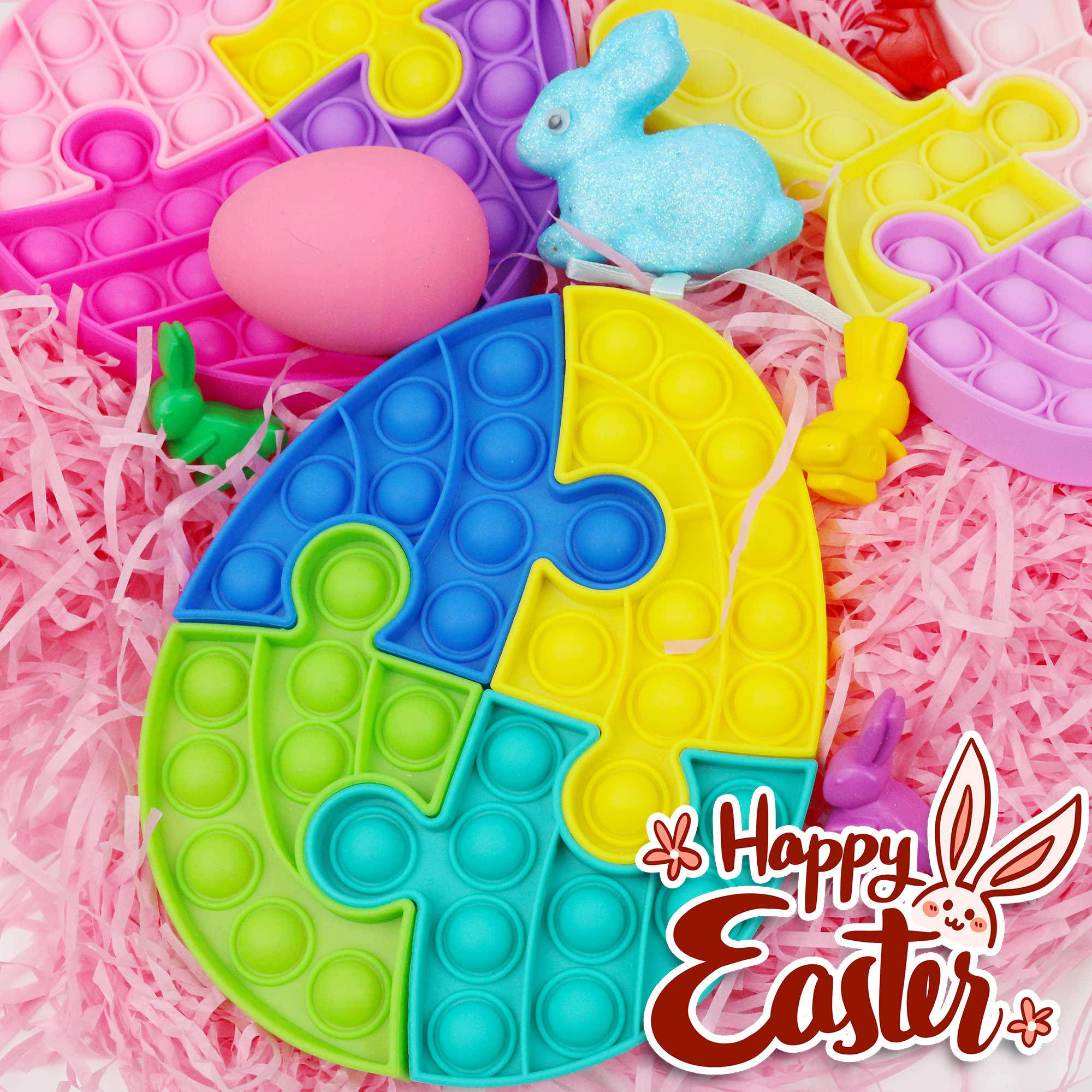 Puzzle Pop Jigsaw Its Puzzles Fidget Sensory Preschool Graduation for Kids Push It Bubble Pops Popet Poppet Boys Girls Learning for Party（3 Styles：Egg,Rabbit,Circle）