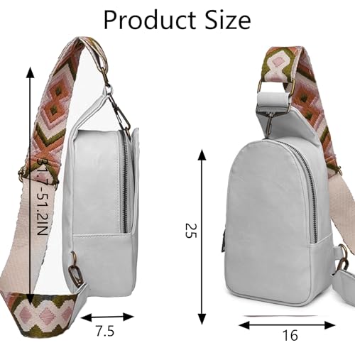 WeoTca Sling Bag for Women Crossbody Bags Multipurpose Chest Bags PU Leather Satchel (white