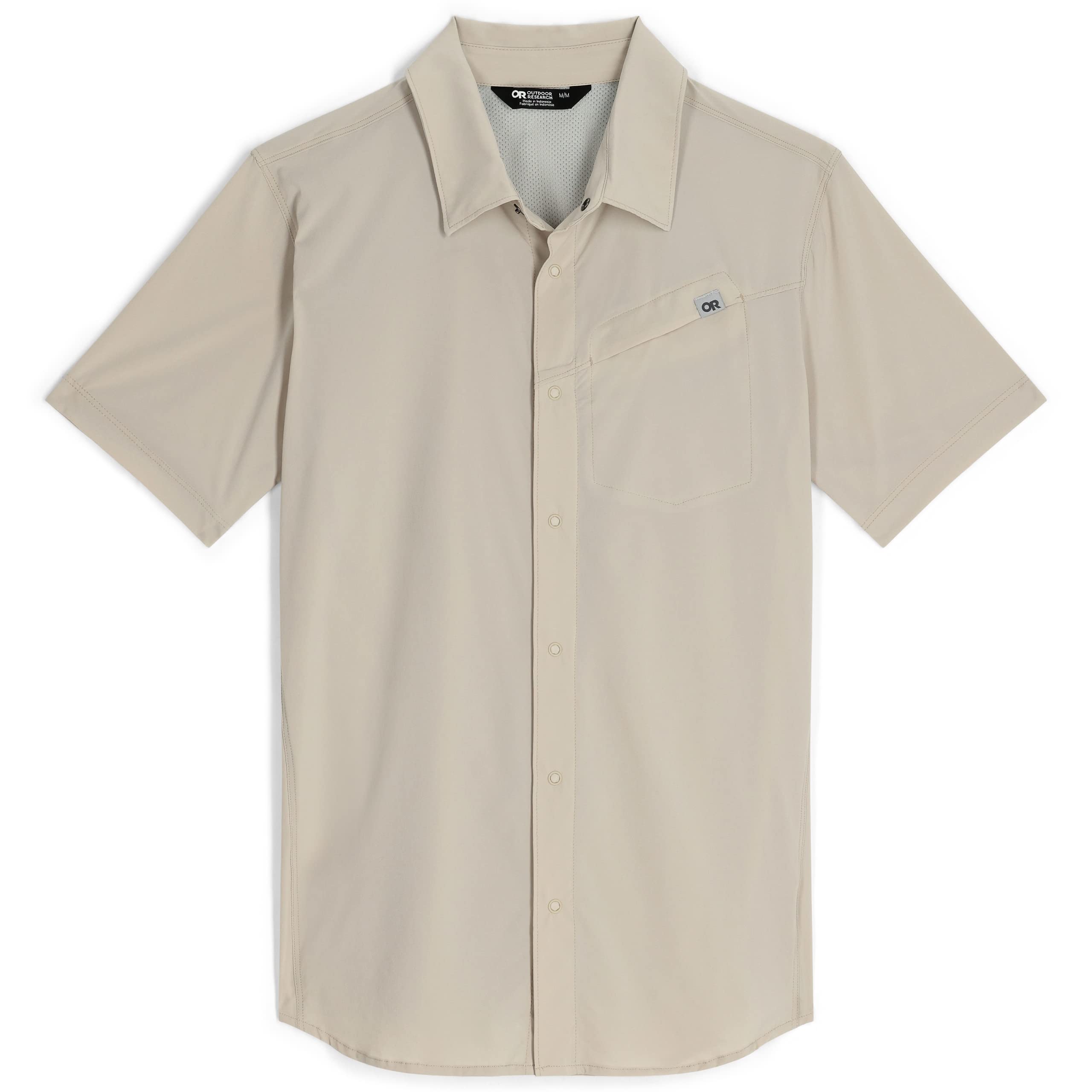 Outdoor Research Men's Astroman Short Sleeve Sun Shirt - Breathable UPF 50 Technical Button Down Dark Sand