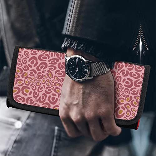 Pink and Gold Leopard Carrying Case Storage Holder Bag Printed Handbag for Switch Console Game and Slots Cards Accessories