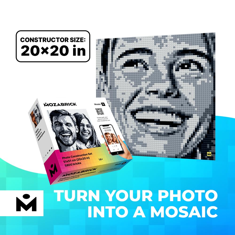 MOZABRICK Photo Construction Set Model Color M (20 inch x 30 inch) - Transform Any Picture into a Mosaic Wall Art Using Our Constructor and Web App