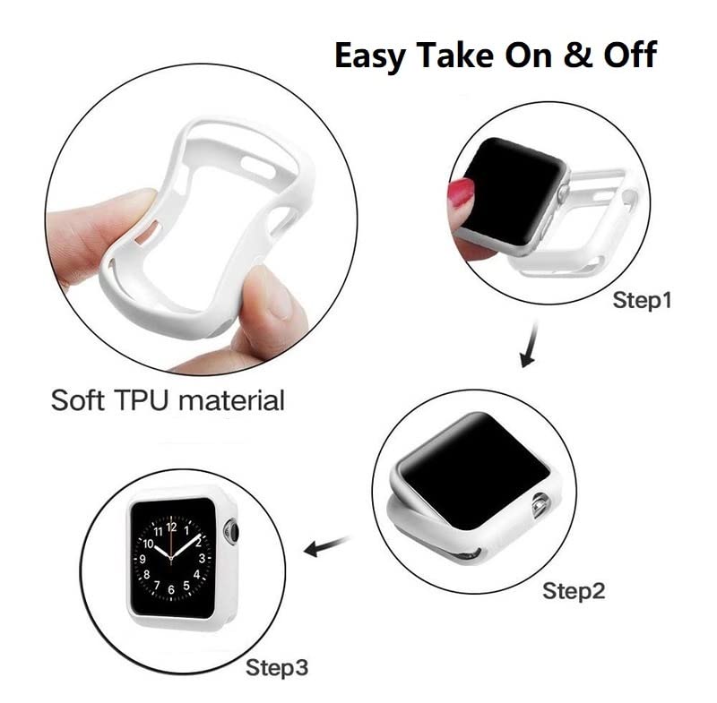 Hontao Ultra Thin Soft TPU Shockproof Bumper Case for iWatch Apple Watch Series 3/2/1 Black 38mm
