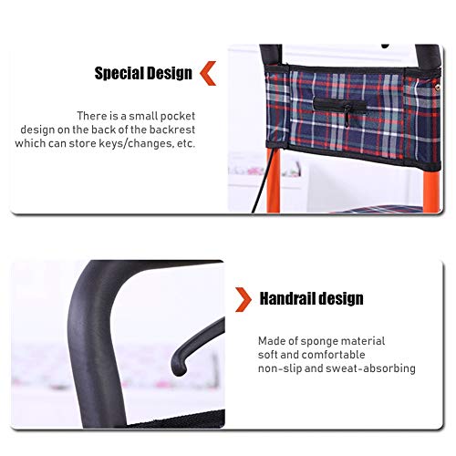 Portable Walker Lightweight Rollator with Seat Walking Frame Aid Trolley with Bag Shopping Cart Stroller Scooter Fold Double Brake System 4,Supports 220 lbs