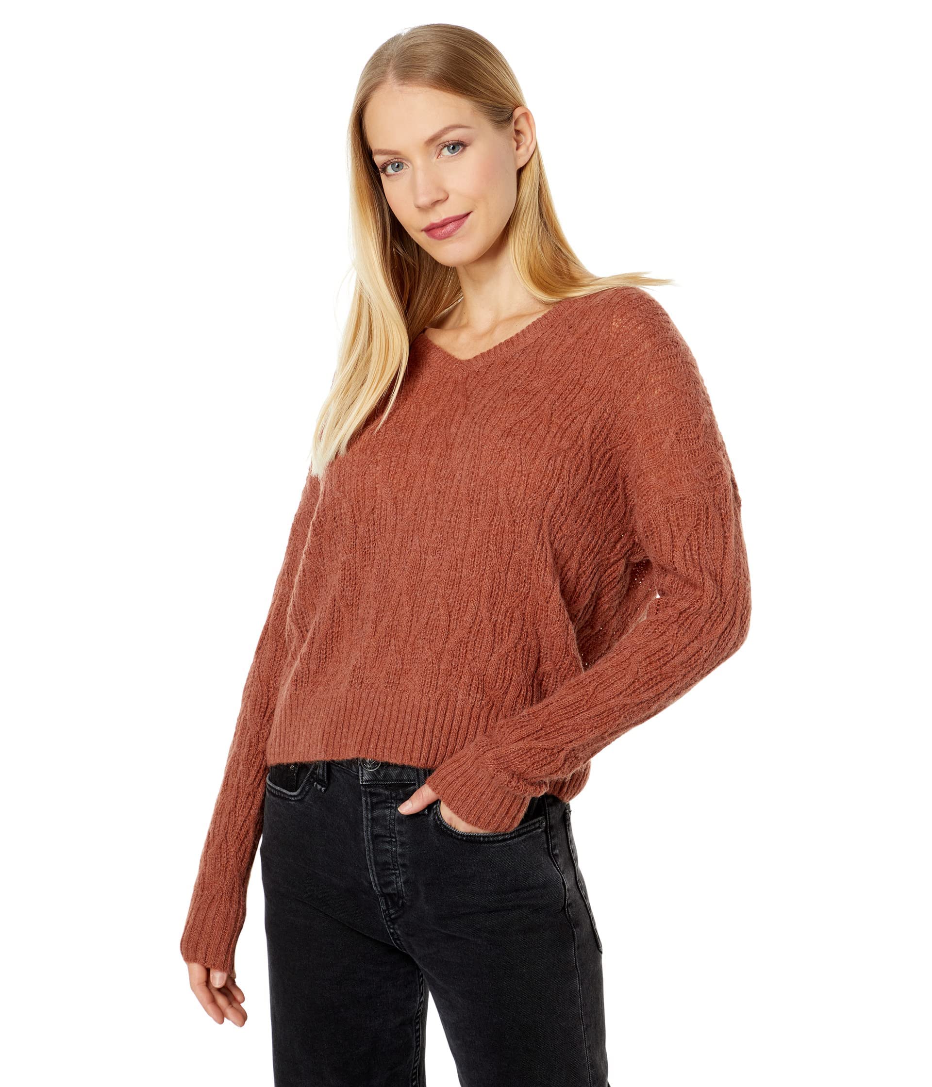 Madewell Aruba Stitch V-Neck Ground Clove MD (Women's 6-8)