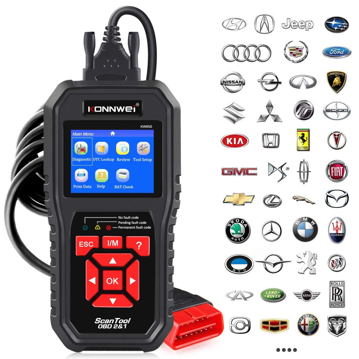 KW600 Battery Tester + KW850 OBD2 Scanner