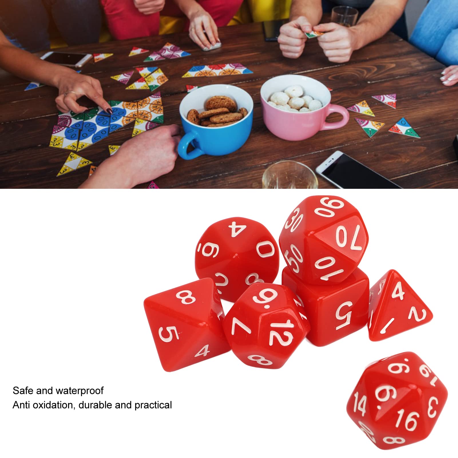 Naroote Polyhedral Dice Antirust Waterproof Multisided Dice Set 21pcs Portable Practical for Board Games (Red)