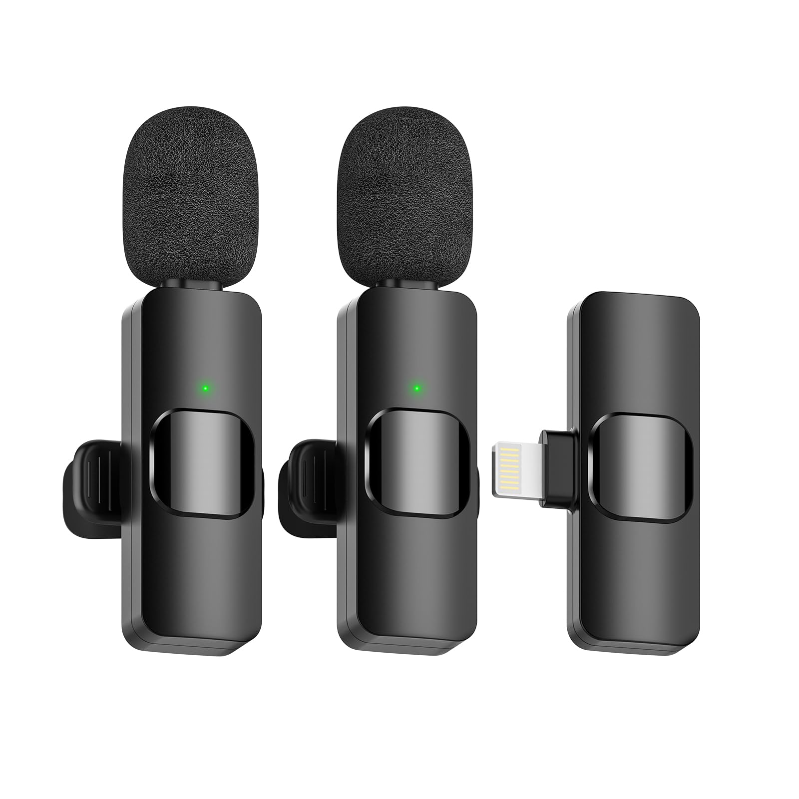 Nasam 2 Pack Mini Wireless Lavalier Microphones for iPhone, iPad - Tiny iPhone Mics Crystal Clear Sound Quality for Two-Person Using on Recording, Dubbing, YouTube, TikTok