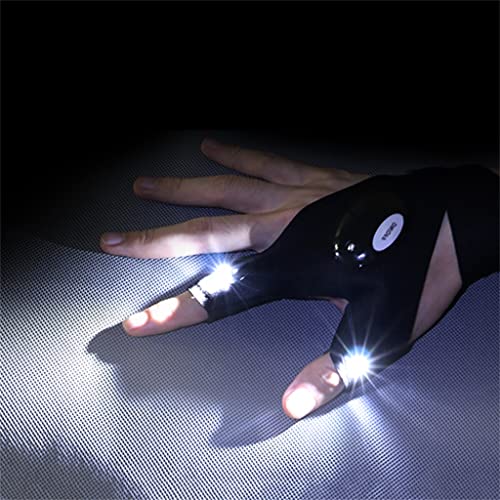LHLLHL Fingerless Gloves Flashlight Outdoor Tools Fishing Camp Hiking Multi-Light Left and Right Hand Tools ( Color : E , Size : 36*13.5cm )