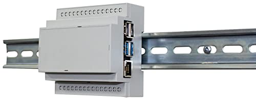 Raspberry Pi 4B Enclosure, DIN Rail Mount, Gray Polycarbonate Material, for Use with The Raspberry Pi 4B+ Single Board Computer (Gray Lid)
