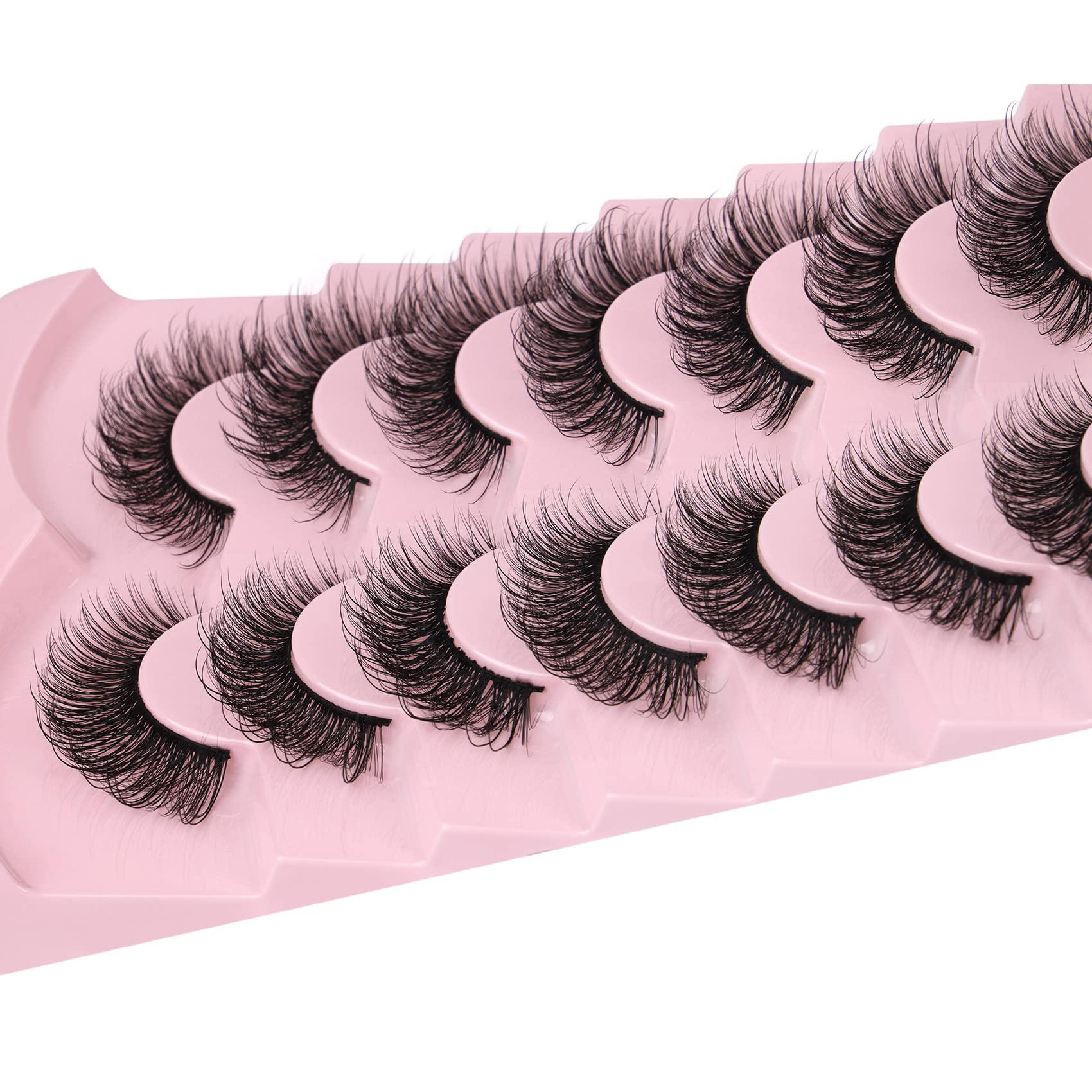 Russian Strip Lashes Fairy Fluffy Natural Look Wispy zanlufly Mink Lashes Cat Eye D Curl that Look Like Eyelash Extension Reusable False Eyelashes Pack