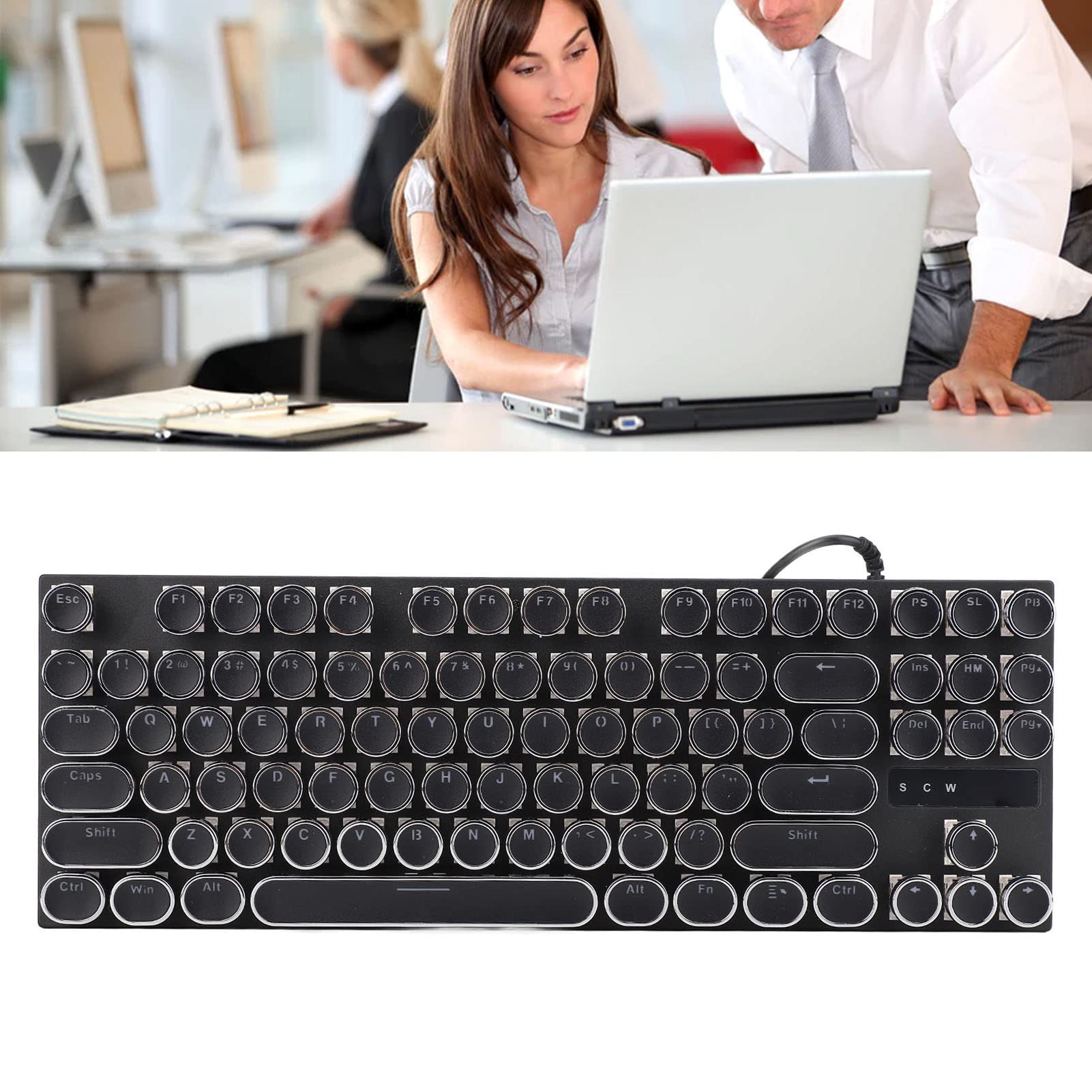 Red Switch Mechanical Keyboard Floating Button Structure 2 Color Injection Molding Red Switch Color Lock Mechanical Gaming Keyboard for Gaming (Black Plated Punk Keycaps)