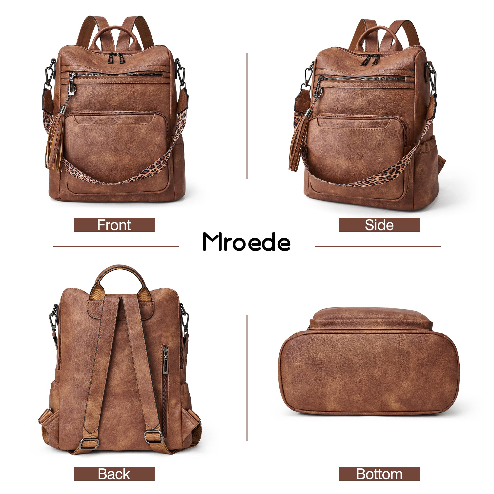 Mroede Leather Backpack Purse for Women Fashion Designer Ladies Shoulder Bags Travel Backpackā¦