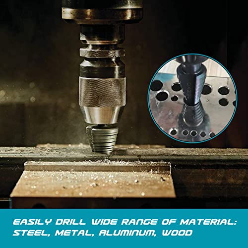 OXMUL Step Drill Bits for Metal, 1/8 to 1/2, Cobalt Bit, Heavy Duty for Stainless Steel,Metal, Aluminum, Wood, Copper, Wood, 13-Steps. #202