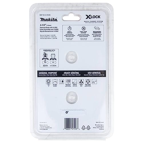 Makita E-07222 X-Lock 4-1/2" Turbo Rim Diamond Blade for Masonry Cutting, 2/pk