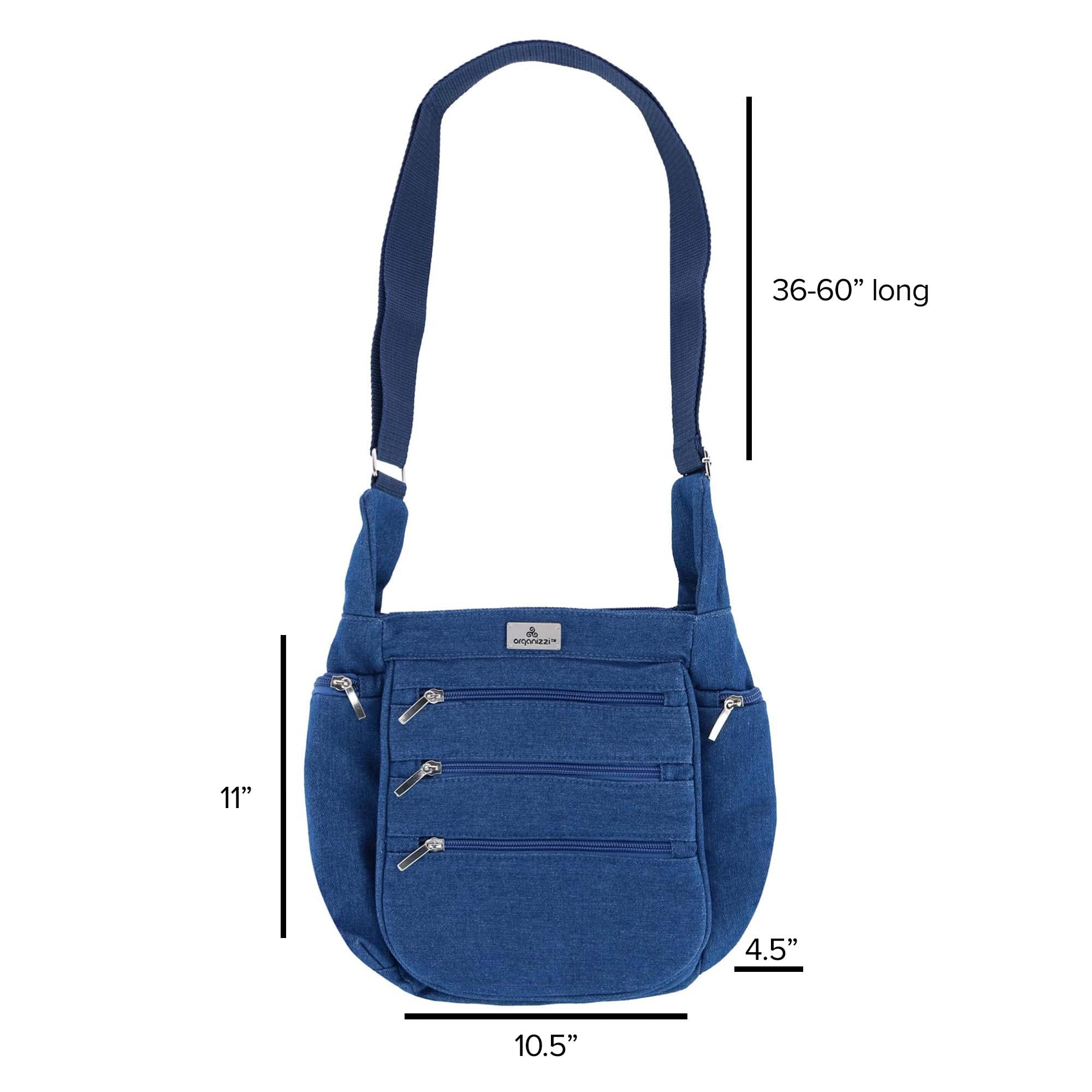 Organizzi Women's RFID Denim Crossbody Handbag, Denim Blue