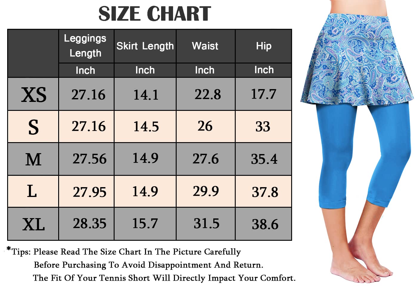 MSACRH Women’s Tennis Skirted Leggings with Pockets Active Skort Athletic Ruffle Pleated Golf Skapri with Skirt