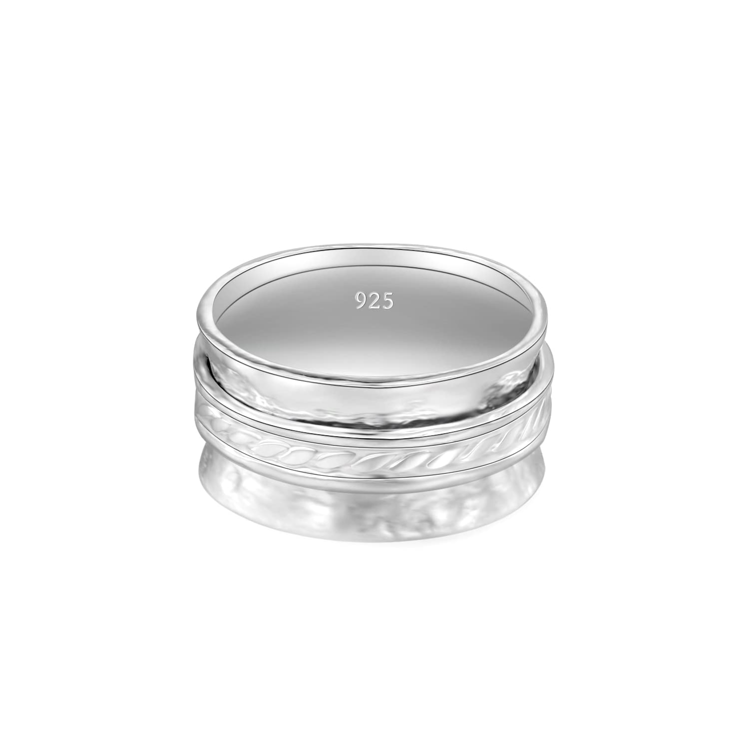 MINDDHA Sterling Silver Rings- Spinner Ring Made in Israel- Silver Rings- Handmade Crisscross Designer Ring, 11mm Width, Size 9