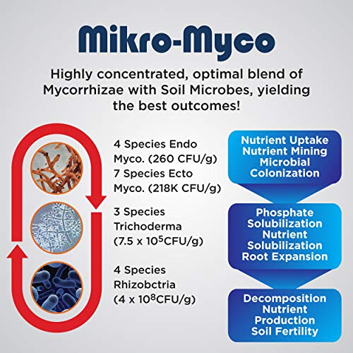 Mikro-Myco, Highly Concentrated Mycorrhizal Fungi –11 Endo/Ecto Mycorrhizae, Water Soluble Powder for Exponential Root Growth (2 oz)