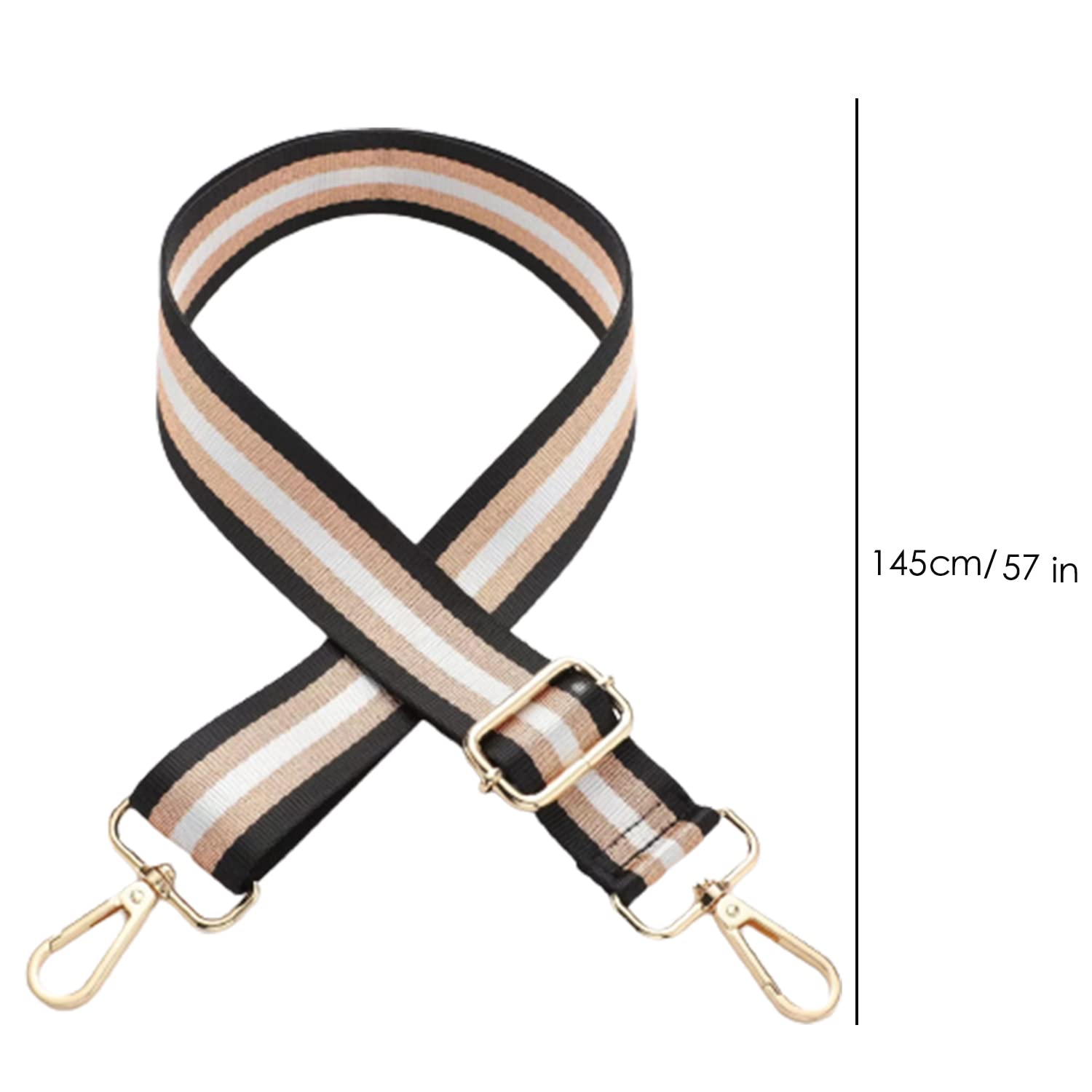 QPMYEQH 1.50'' Wide Purse Strap Replacement Crossbody DIY Shoulder Bag Strap Adjustable Canvas Belt Accessory with Gold Buckle,Black
