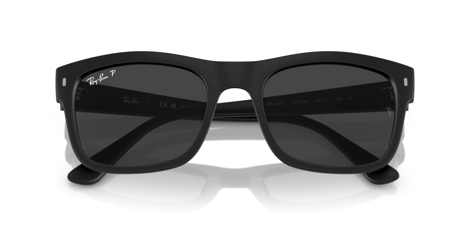 Ray-Ban RB4428 Square Sunglasses, Matte Black/Black Polarized, 56 mm