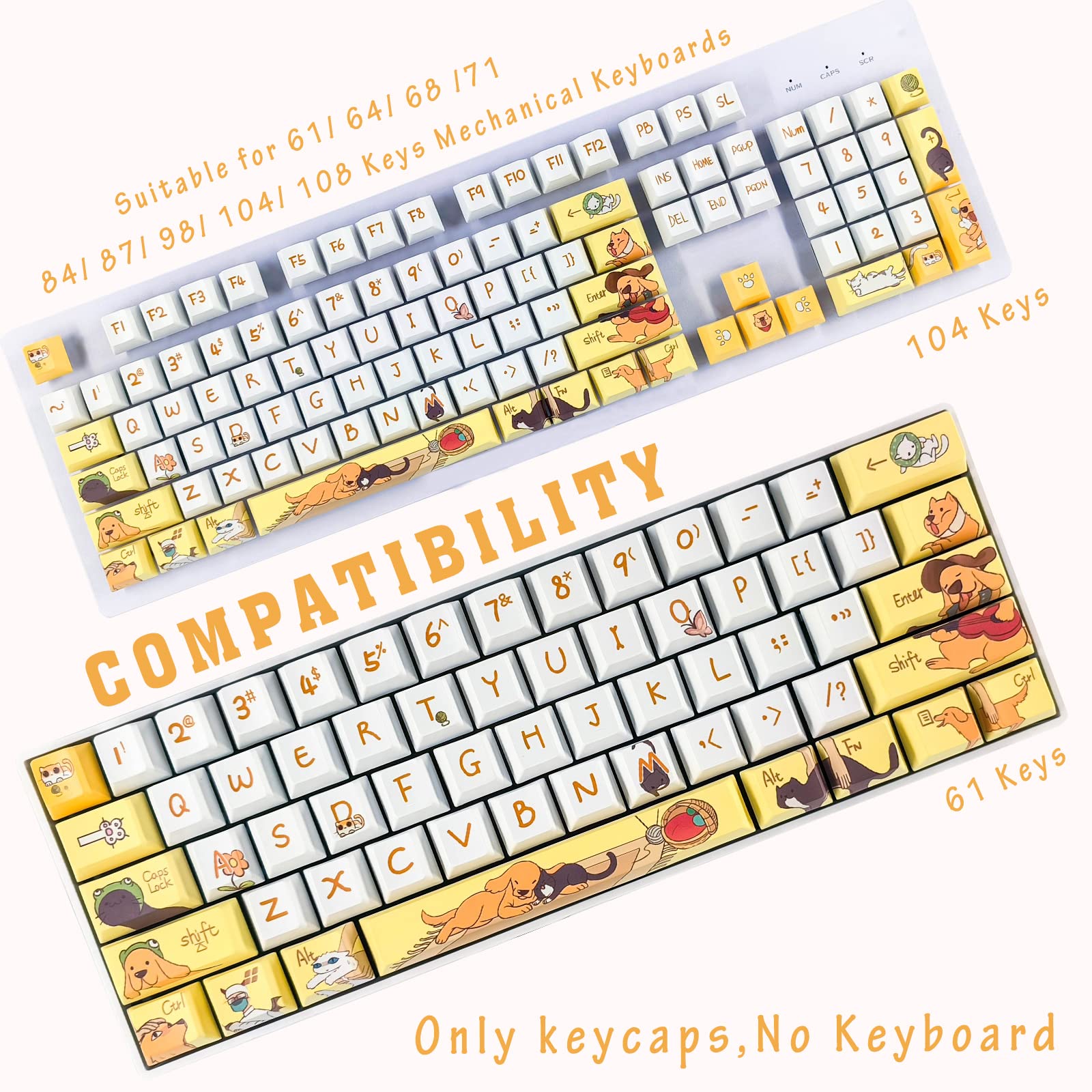 POPKEEY Panda Green Keycaps for Cherry MX Switches Cute Mechanical Gaming Keyboard, PBT Chinese Style Key Caps Set
