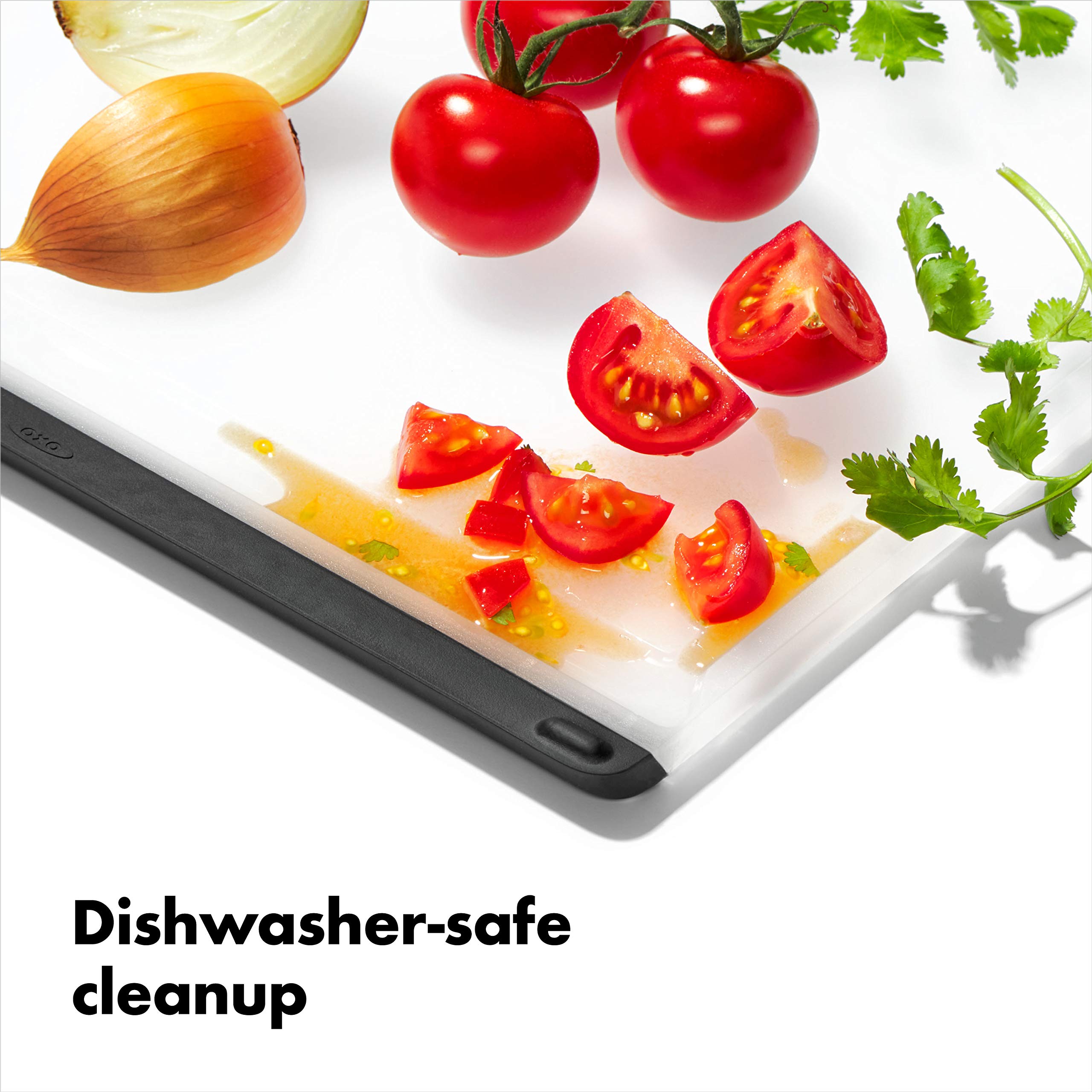 OXO Good Grips 2-Piece Plastic Cutting Board Set (Pack of 1),Clear + OXO Good Grips Plastic Utility Cutting Board 14.7" x 10.3"