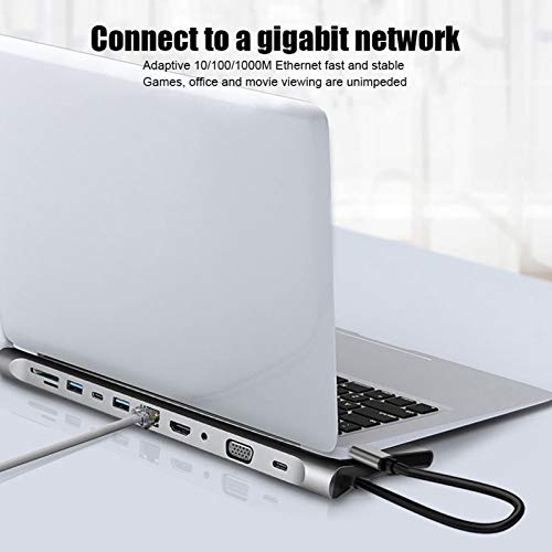 plplaaoo USB C Hub, USB Hub, USB Adapter, 11 in 1 Hub Type-C Extension Dock USB3.1 to HDMI Card Reader Multifunction Adapter for Data Transfer, USB c hub USB c Docking Station Type c hub Type c us