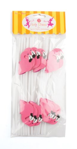 Party Partners Design Pink Flamingo Decorative Cocktail Drinking Straws, Pink, 12 Count