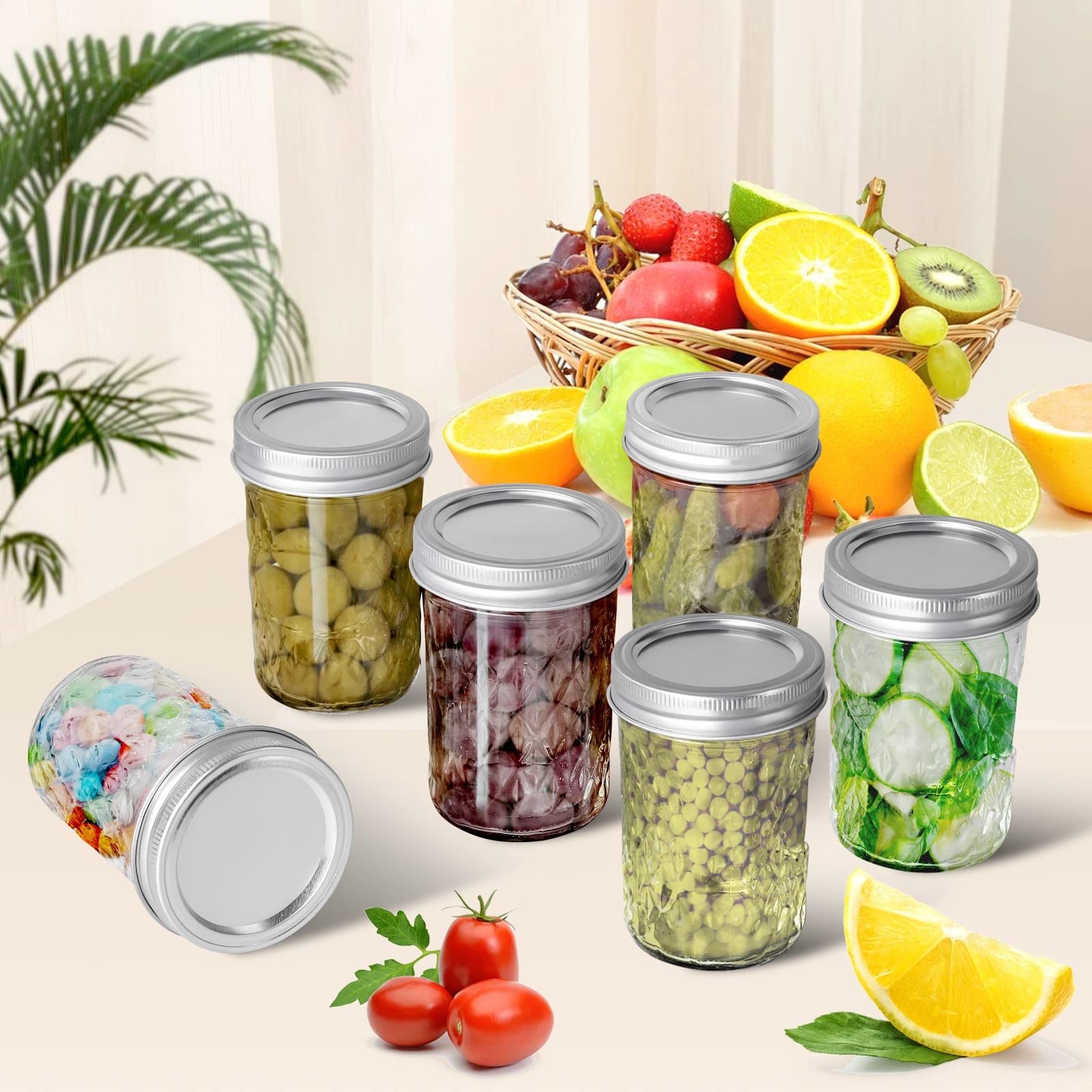 moniko Mini Mason Jars,Canning Jars,6 oz Mason Jars With Lids,Small Glass Jars Ideal for Food Storage, Jam, Spice,Candle,Honey,Wedding Favors(12 PACK)
