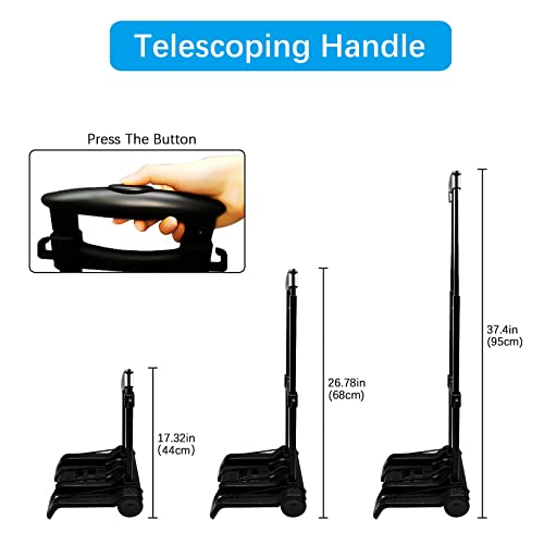 Portable Folding Hand Truck Lightweight Trolley Compact Utility Cart with 50kg/110lbs Heavy Duty 2 Wheels Solid Construction Adjustable Handle for Moving Travel Shopping Office Luggage Use(BY07-Black)
