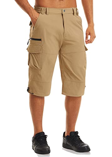 MAGCOMSEN Mens Capri Pants Khaki Shorts for Men Fishing Shorts Athletic Shorts for Men Tactical Shorts Hinking Pants Mens Workout Shorts Running Shorts