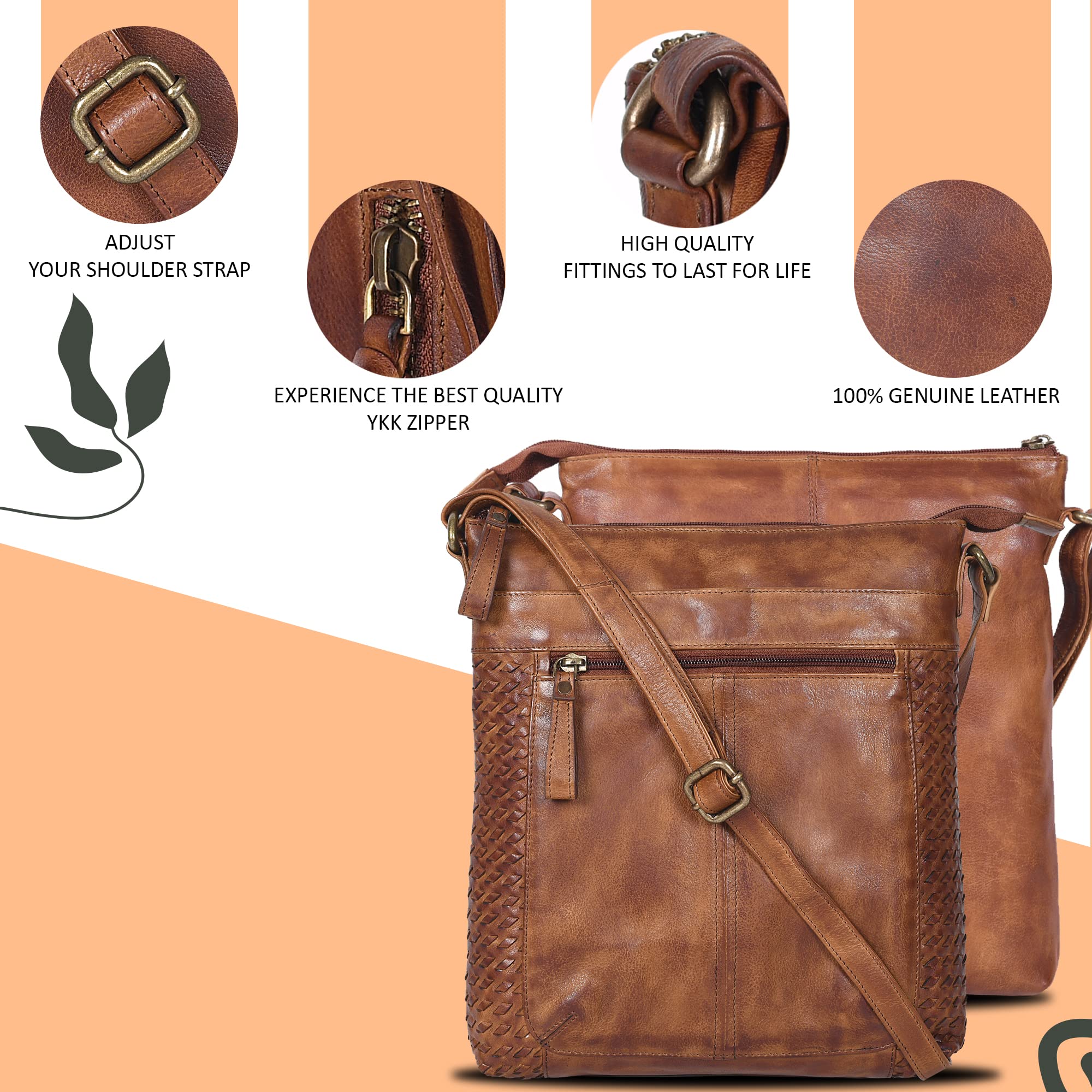 Oak Leathers Leather Crossbody (Tan)